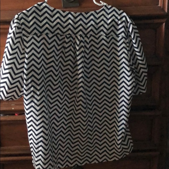 Milano | Tops | Navy Chevron Blouse | Poshmark